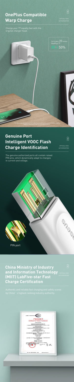 Baseus White Series VOOC Flash Charge Type C Data Cable 2M - Penguin.com.bd