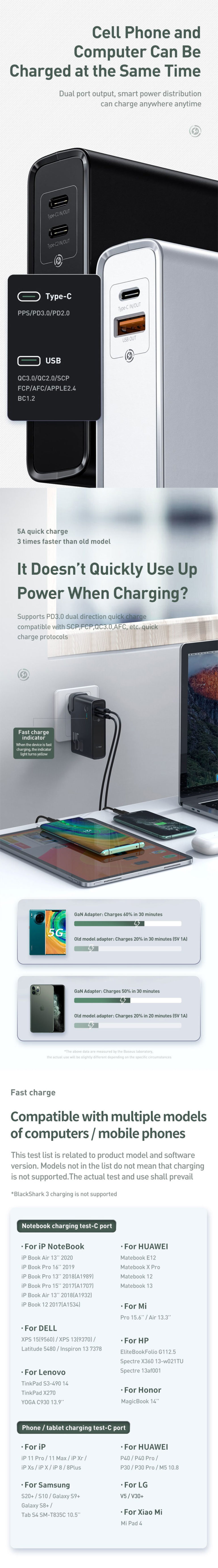 Baseus 45W 2 in 1 GaN PD Quick Charger & 10000mAh Power Bank EU ...