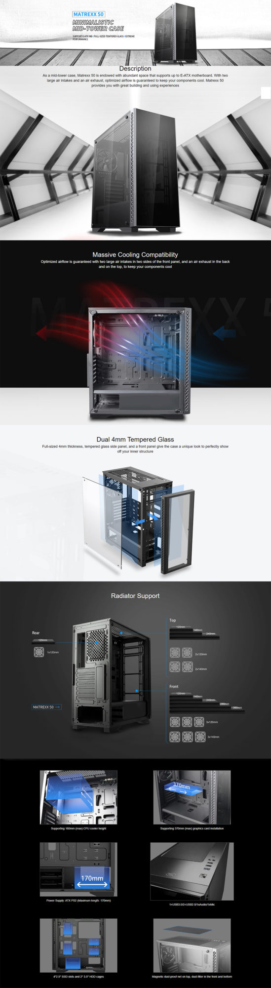 Deepcool Matrexx 50 Mid Tower Case - Penguin.com.bd