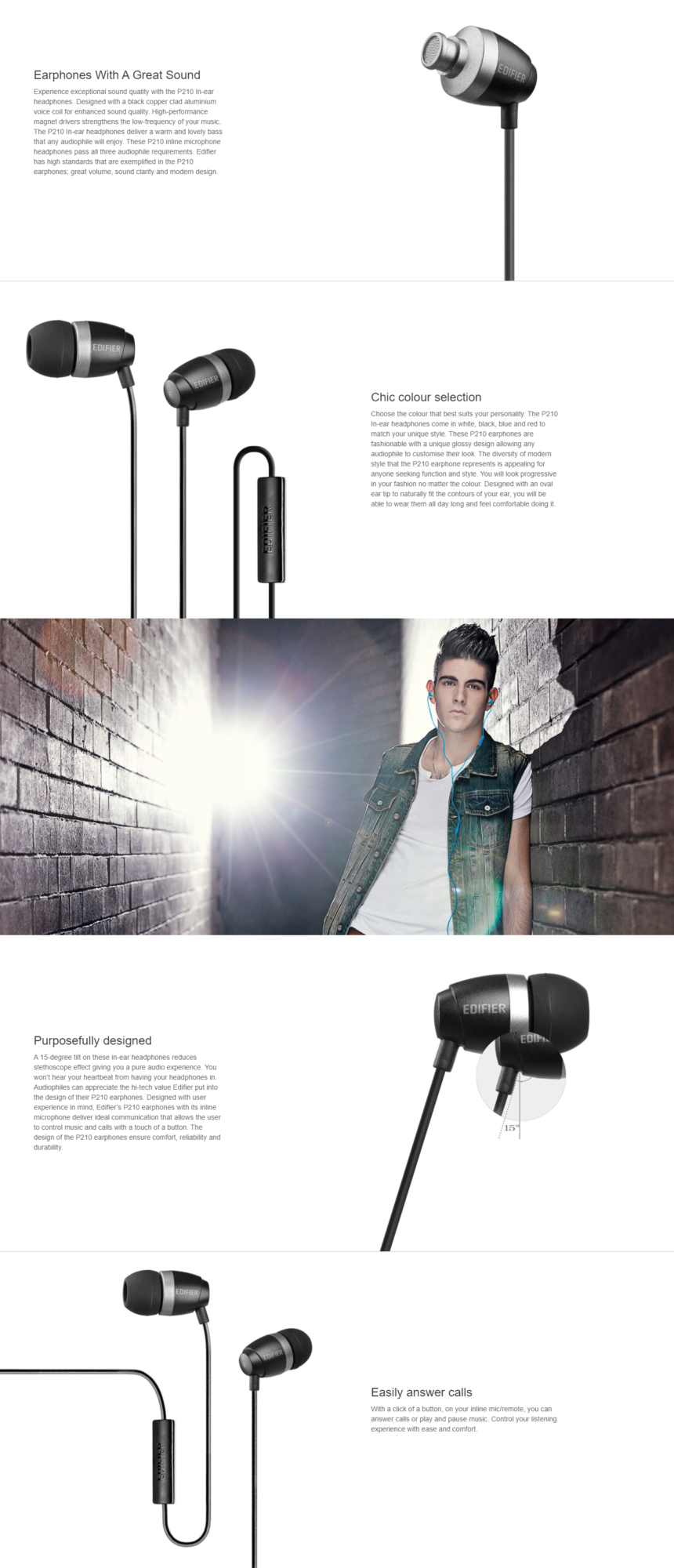 Edifier P210 In-Ear Earphone - Penguin.com.bd