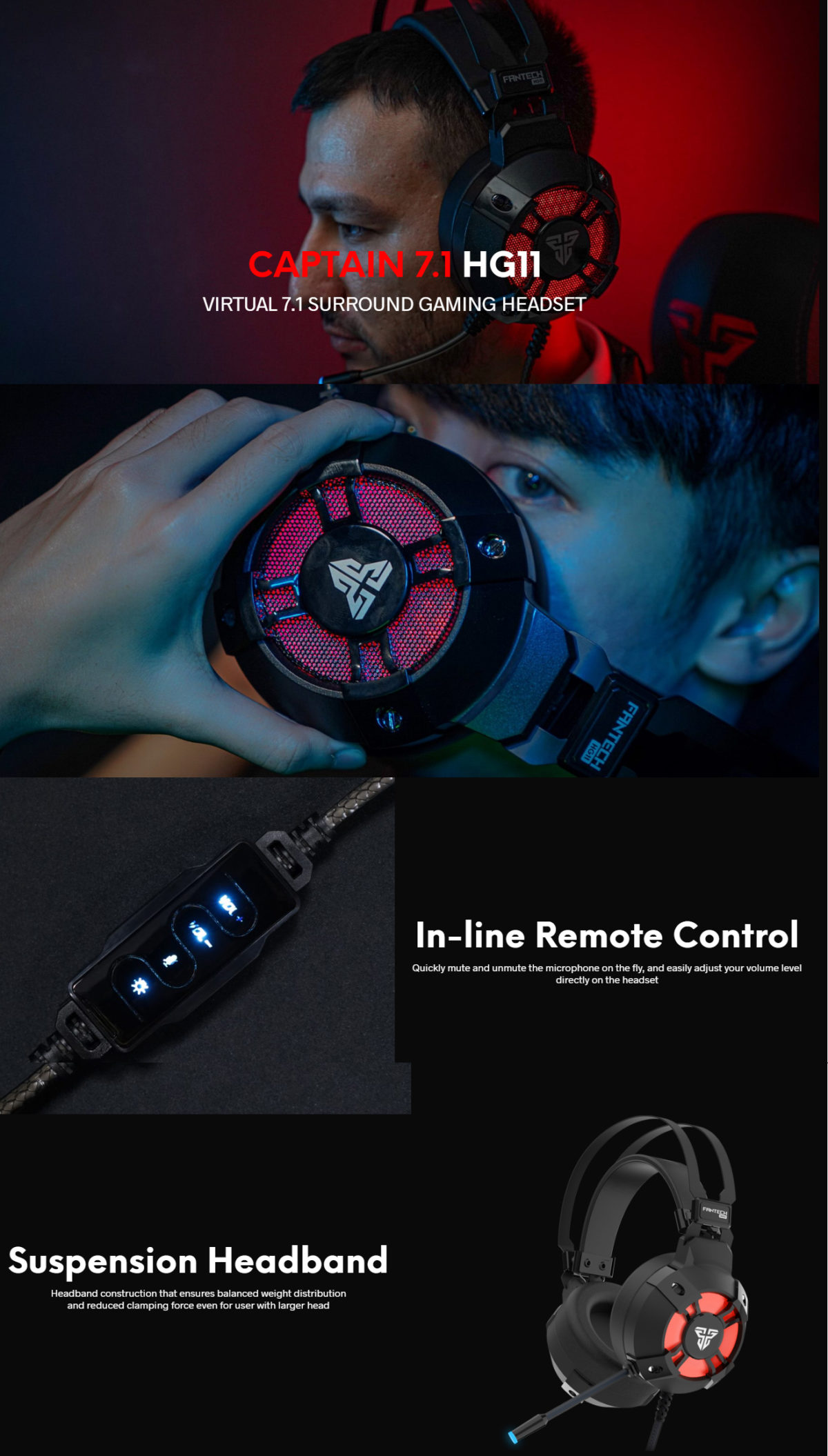 Fantech HG11 Captain 7.1 Surround Gaming Headphone - Penguin.com.bd