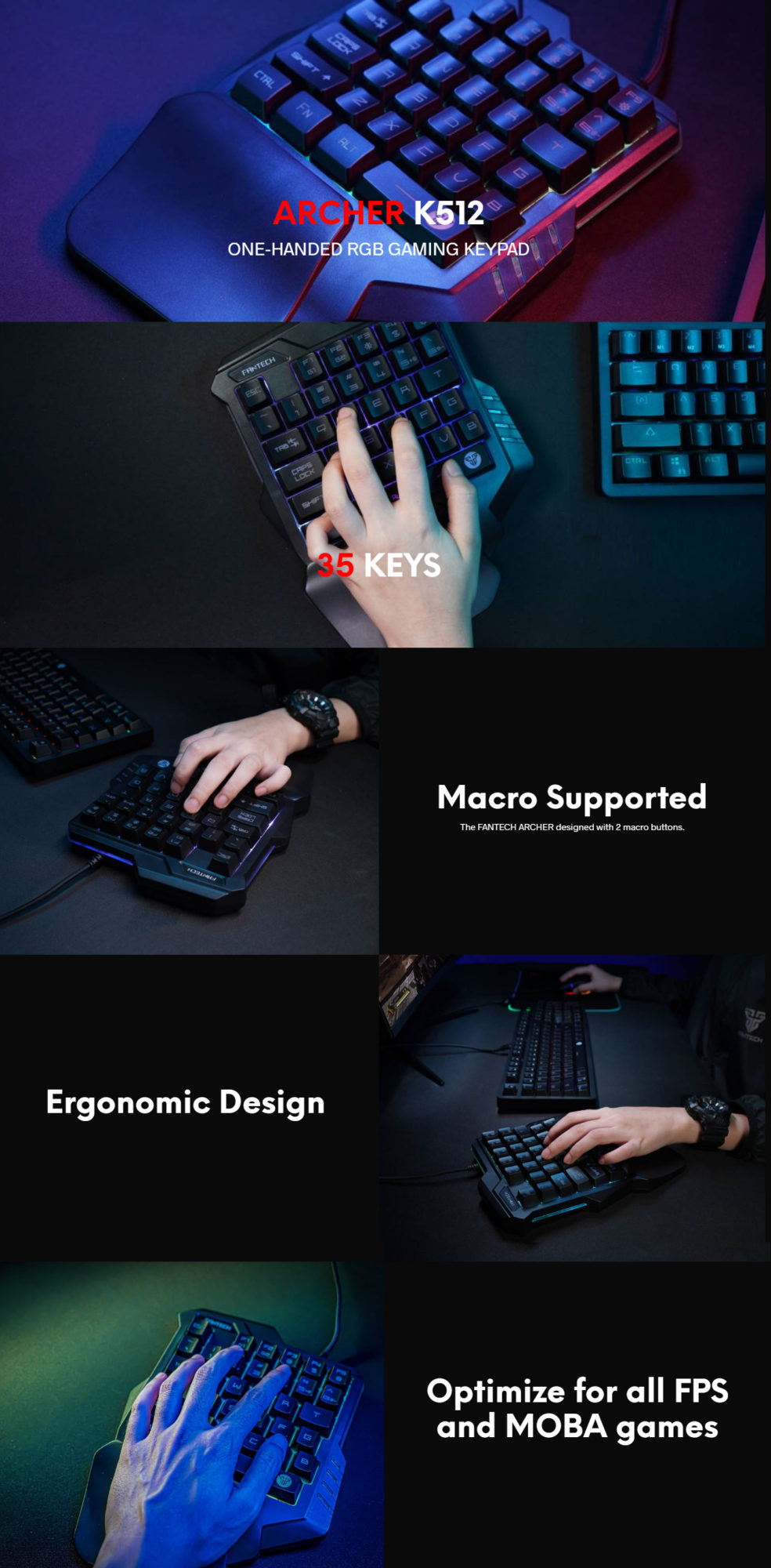 Fantech K512 Archer One-handed RGB Wired Gaming Keypad - Penguin.com.bd