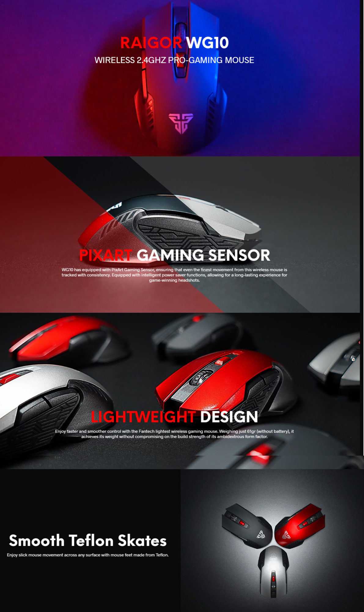 Fantech WG10 Raigor 2 Wireless 2.4GHZ Pro Gaming Mouse - Penguin.com.bd