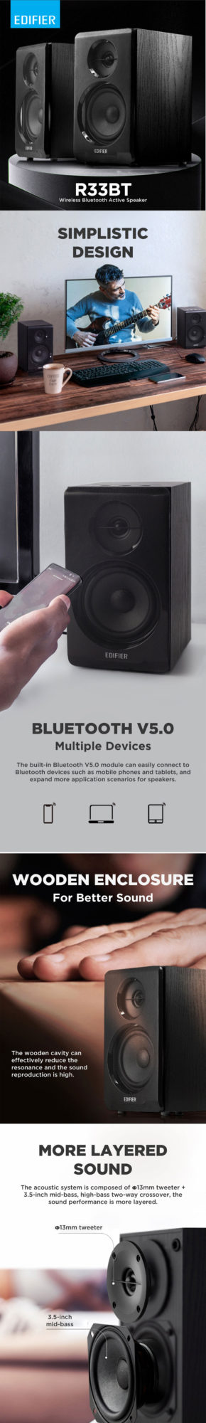 Edifier R33BT Wireless Bookshelf Speaker - Penguin.com.bd