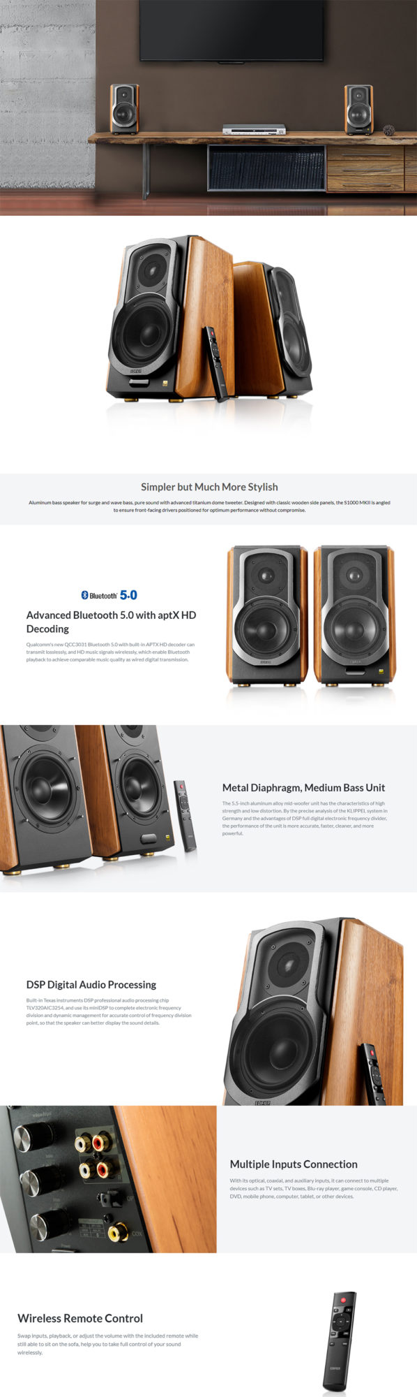 Edifier S2000MKIII Powered Bluetooth Bookshelf 2.0 Speaker - Penguin.com.bd