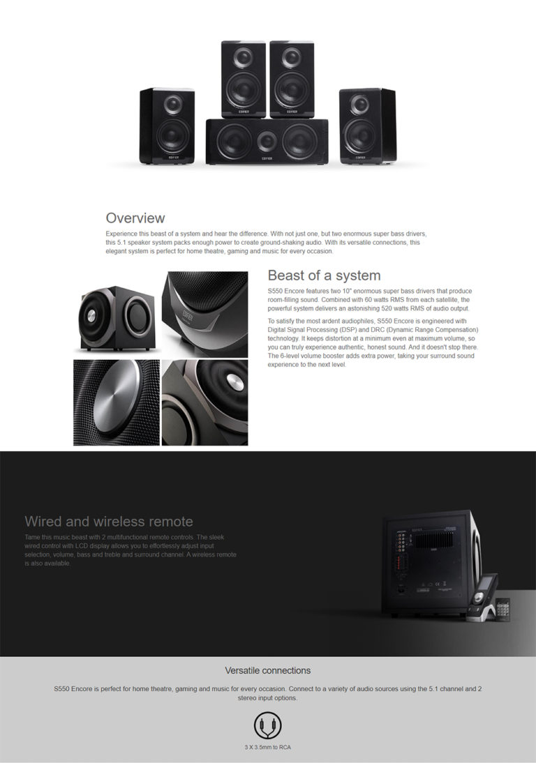 Edifier S550 Encore 5.1 Surround Speaker System - Penguin.com.bd