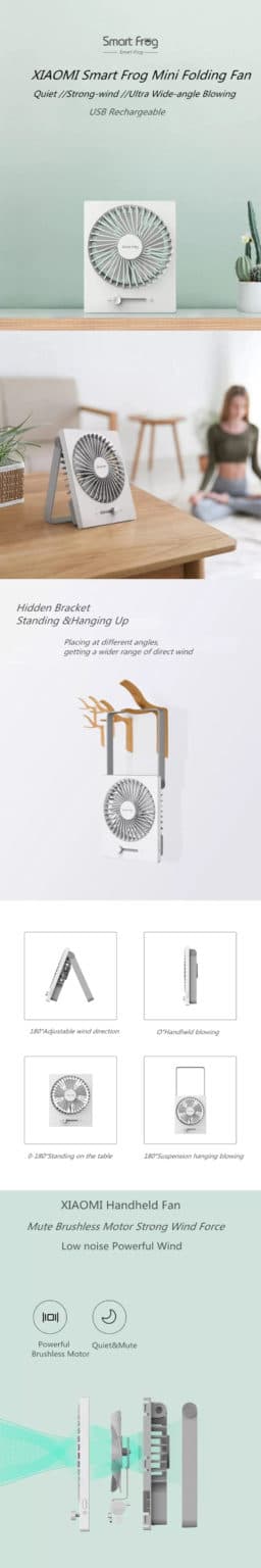 Xiaomi Smartfrog Rechargeable Foldable Mini Fan - Penguin.com.bd
