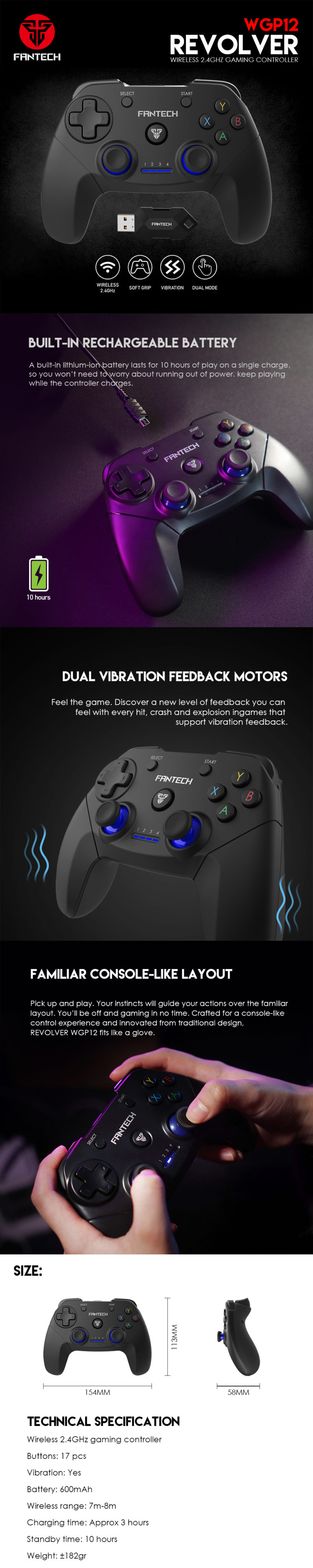 Fantech WGP12 Revolver Wireless Gaming Controller - Penguin.com.bd