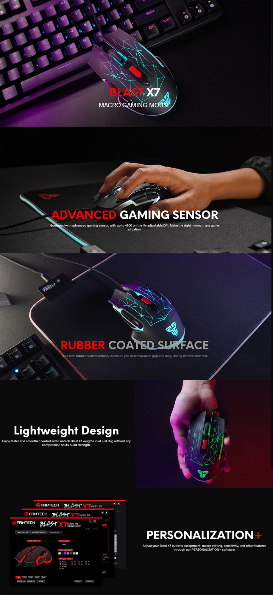 Fantech X7 Blast Macro RGB Gaming Mouse - Penguin.com.bd