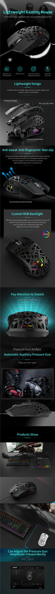 AJAZZ AJ339 RGB Honeycomb Gaming Mouse - Penguin.com.bd