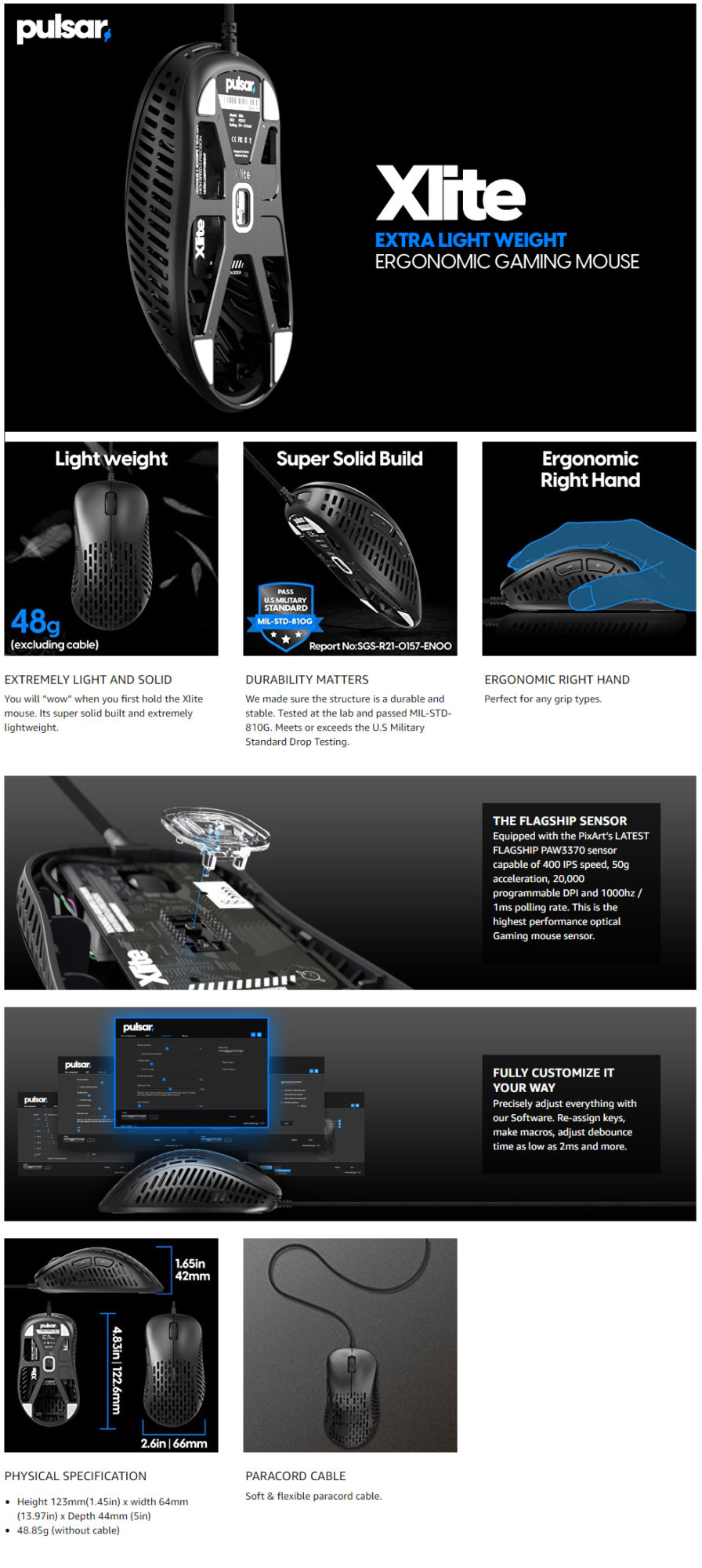 Pulsar Xlite Wired Gaming Mouse - Penguin.com.bd