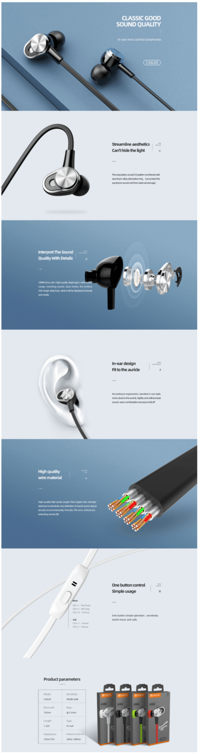 Yison CX620 In-Ear Wired Headphone - Penguin.com.bd