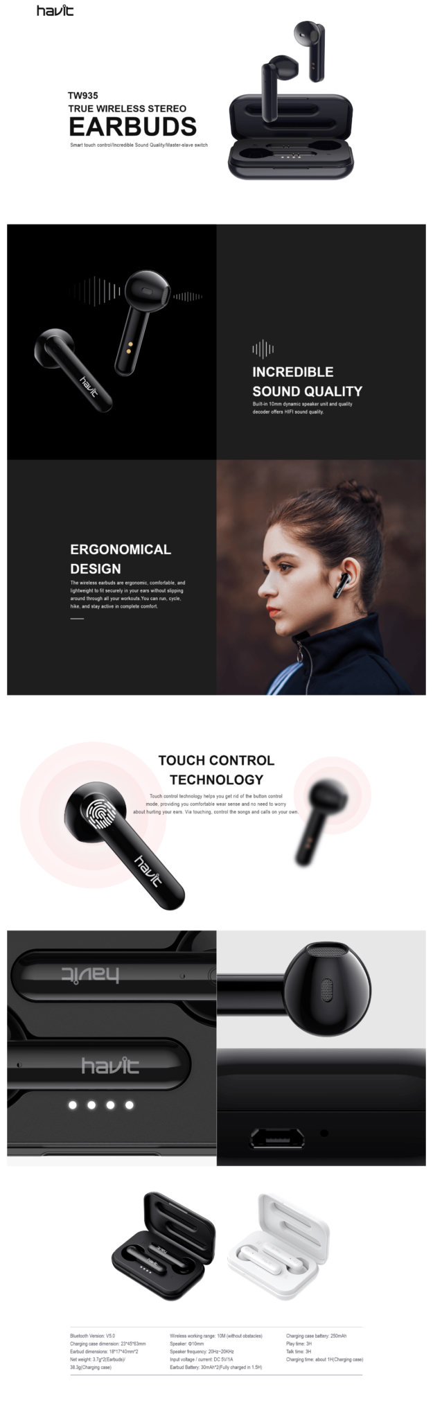 Havit TW935 True wireless stereo earbuds - Penguin.com.bd