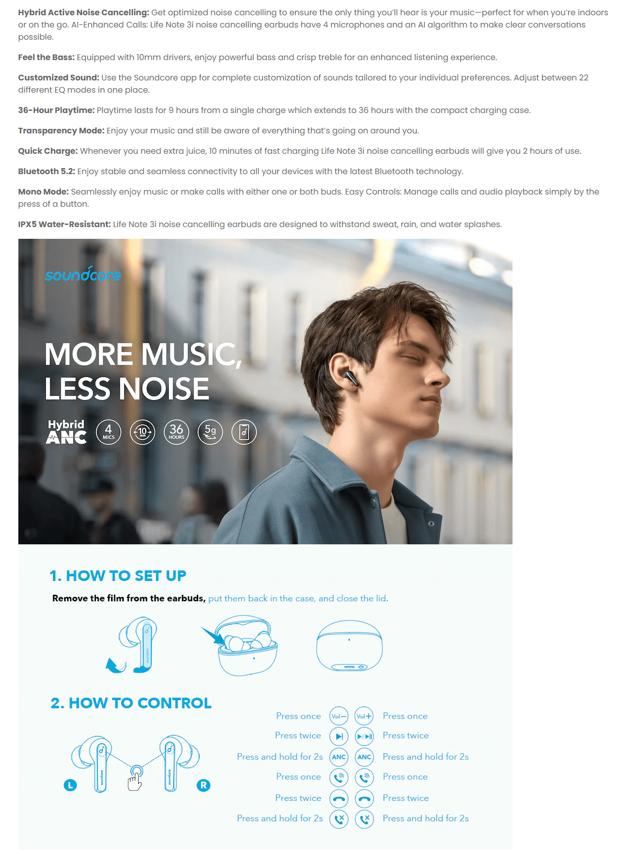 Anker Soundcore Life Note 3i True Wireless Earbuds - Black (A3983H11 ...