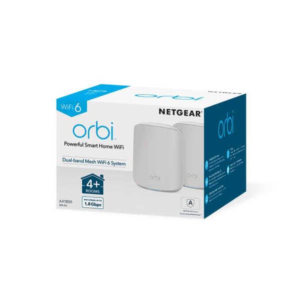 Netgear Orbi RBK352 AX1800 Mbps Dual Band Mesh WiFi 6 System (1Router ...
