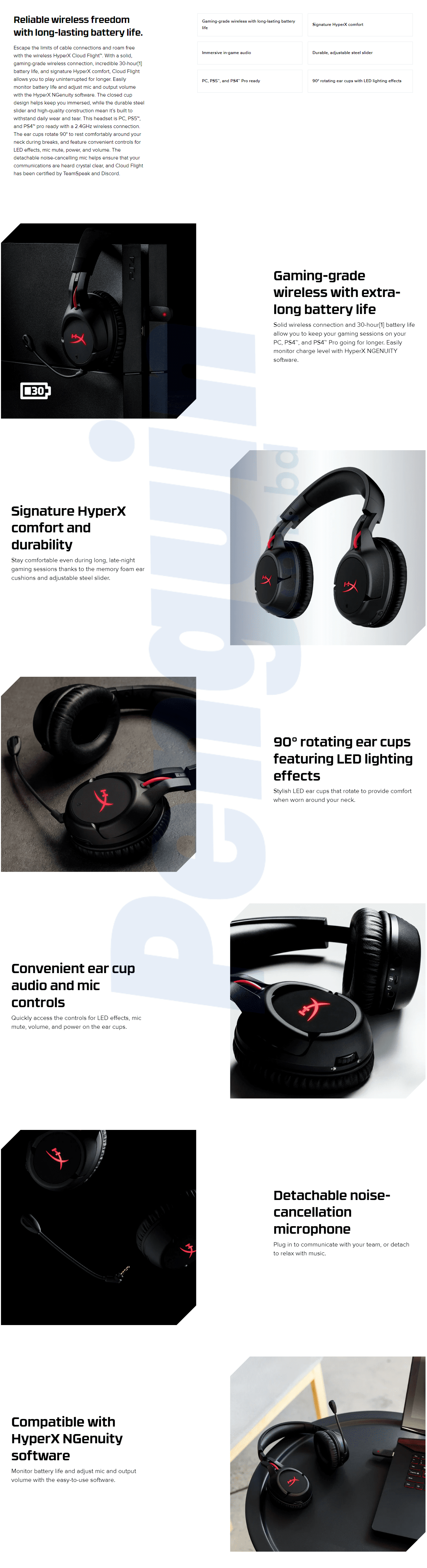 HyperX Cloud Flight – Wireless USB Headset for PC and PS4™ (Black-Red ...