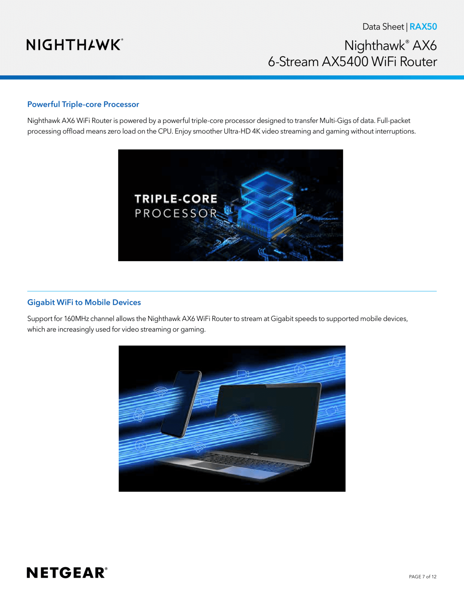 NETGEAR RAX50 Nighthawk AX6 6-Stream AX5400 WiFi 6 Router - Penguin.com.bd
