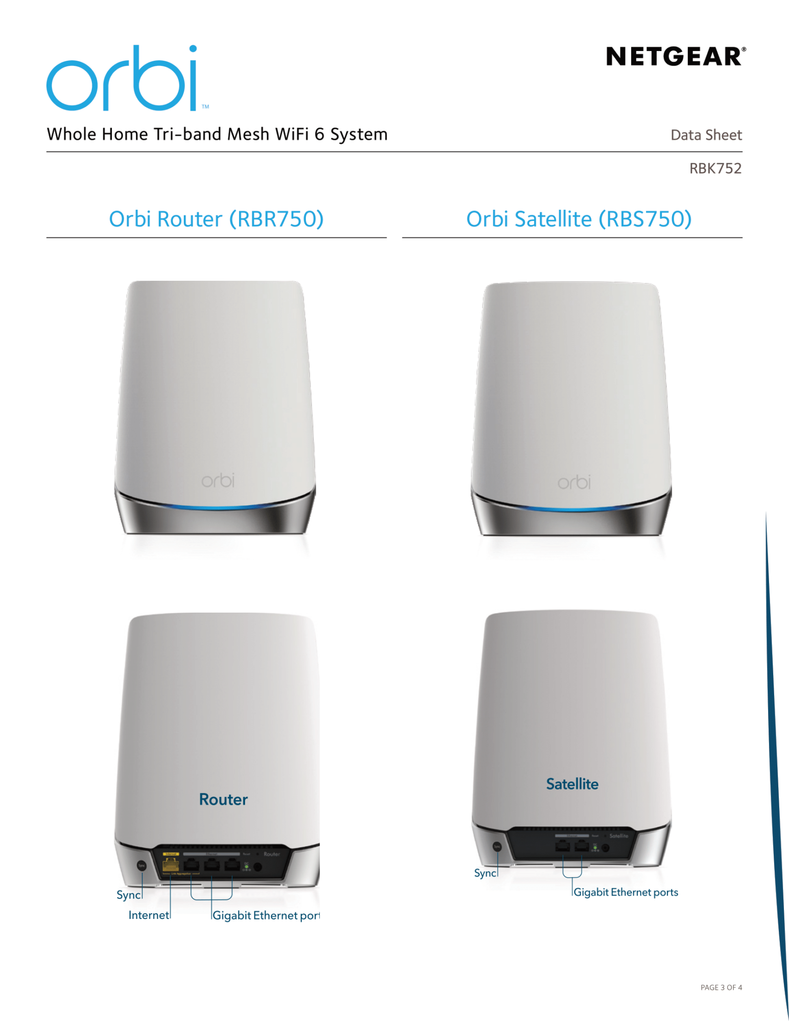Netgear Orbi RBK752 AX4200 Mbps Tri-Band Mesh WiFi 6 System (1Router ...