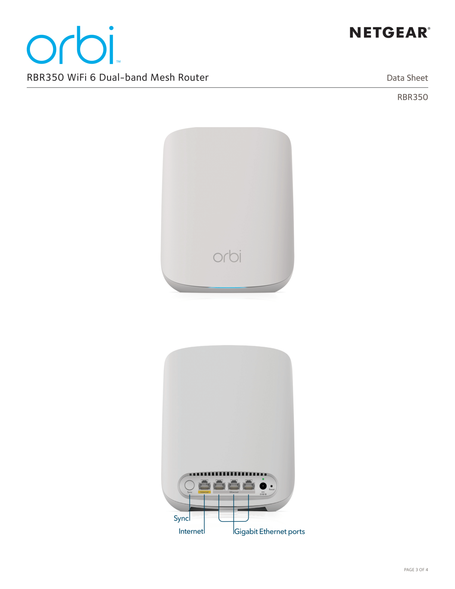 NETGEAR ORBI RBR350 AX1800 Mbps Dual Band Mesh WiFi 6 System (1Router ...