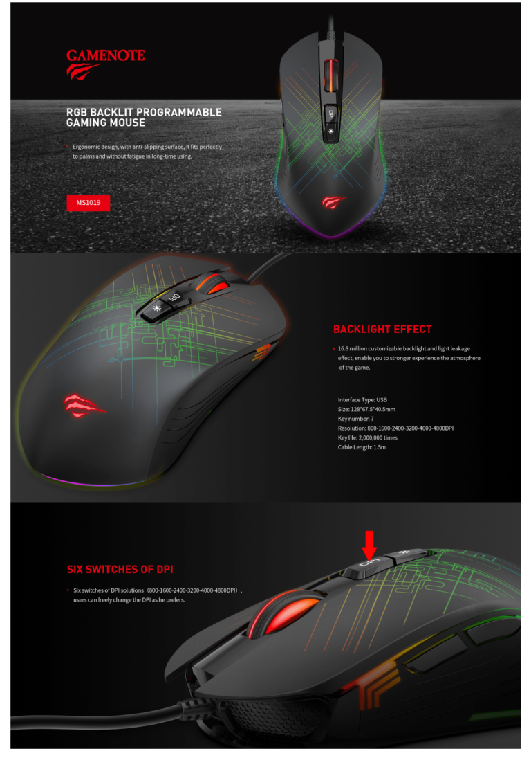 Havit MS1019 RGB Gaming Mouse Black - Penguin.com.bd