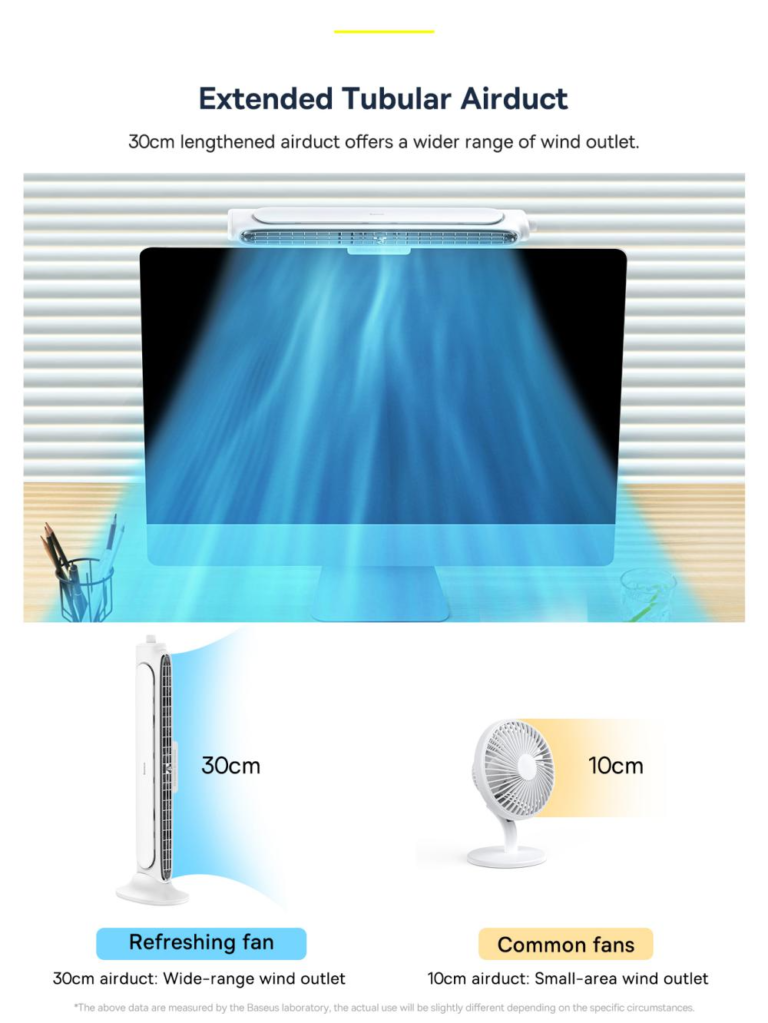 Baseus Refreshing Monitor Clip-On & Stand-Up Desk Fan Black (ACQS000001 ...