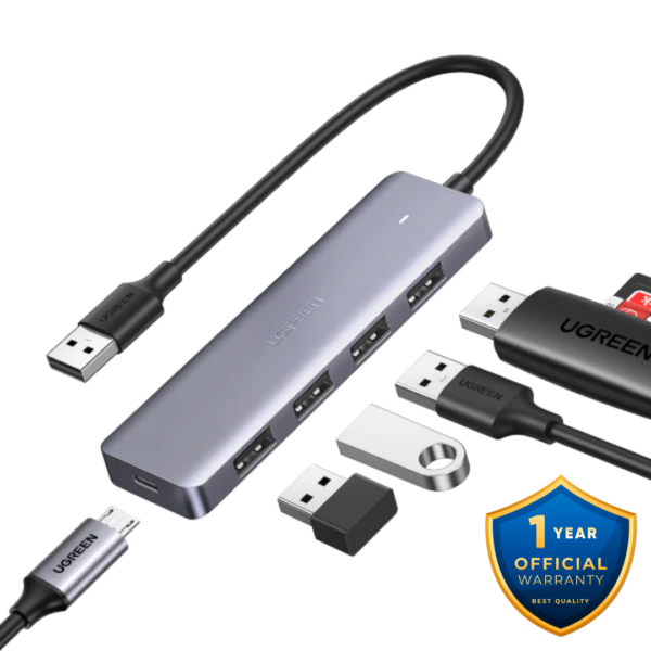 Ugreen CM219 4-Port USB 3.0 Hub with USB-C Power Supply (50985 ...