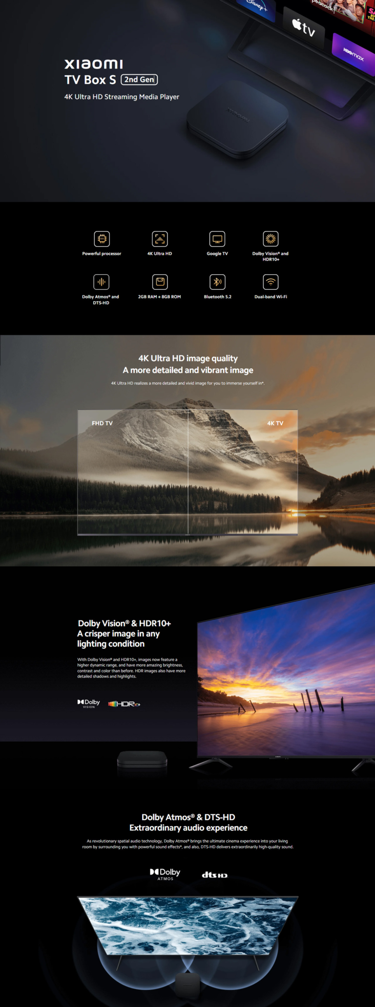 Xiaomi TV Box S 2nd Gen 4K Ultra HD Streaming Media Player - Penguin.com.bd