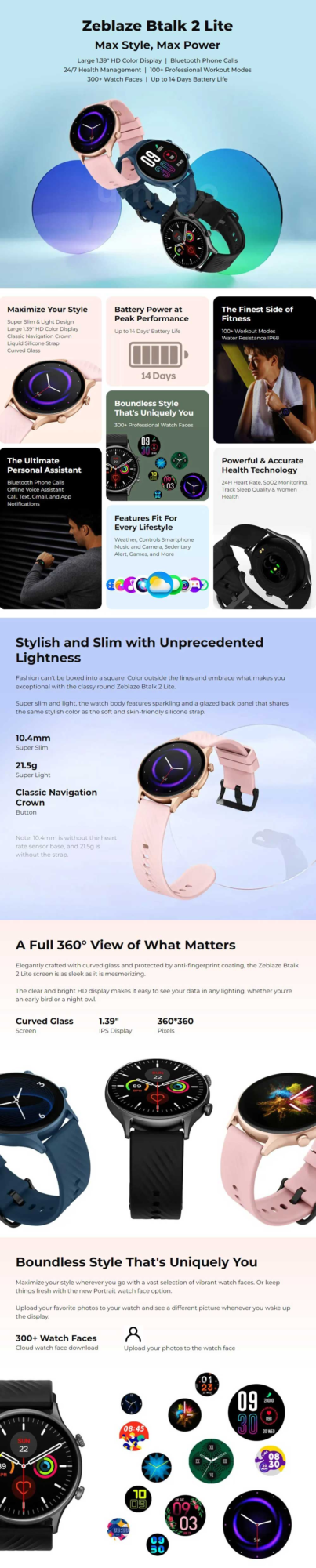 Zeblaze Btalk 2 Lite Bluetooth Calling Smart Watch - Penguin.com.bd