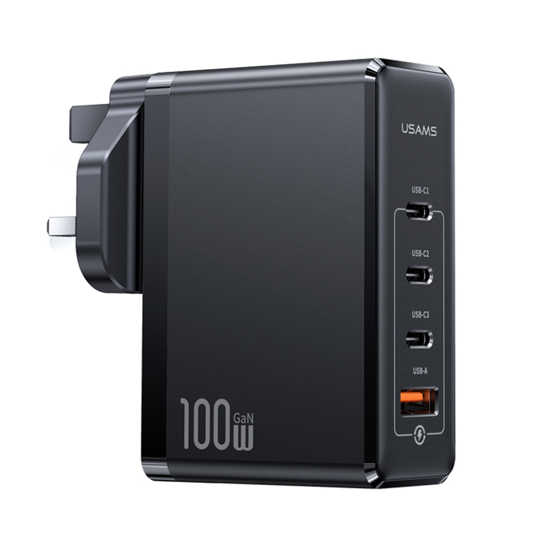 USAMS US-CC166 T51 100W 4 Ports GaN Fast Charger (UK) - Penguin.com.bd