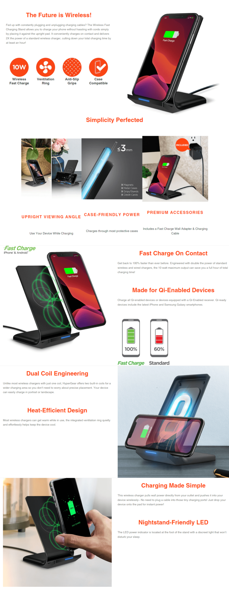 HyperGear 10W Wireless Fast Charging Stand V2 | Black (14519) - Penguin ...