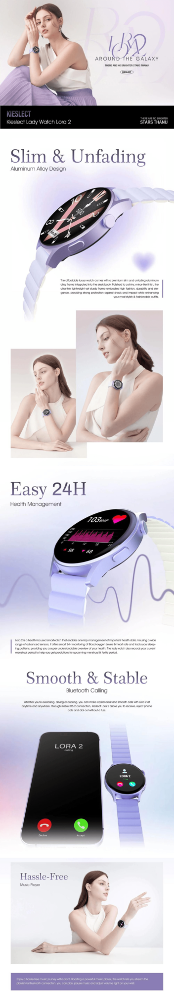 Kieslect Lora 2 Lady Calling Smart Watch - Penguin.com.bd