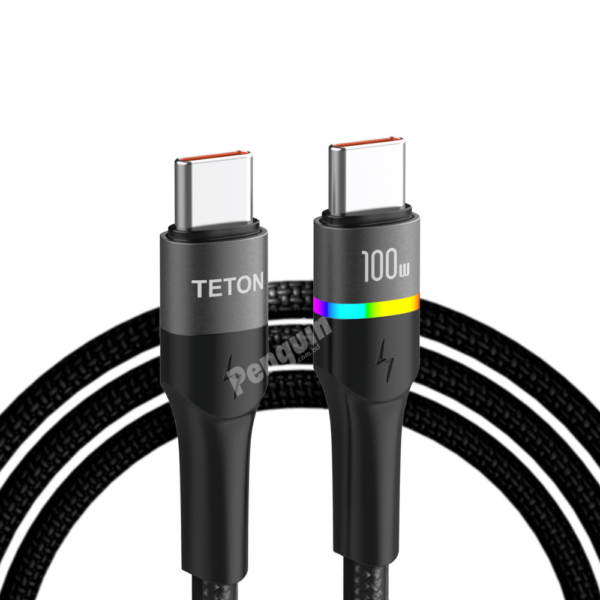 Teton 100W 5A 1.2M Type-C to Type-C Fast Charging Data Cable (TU- CC33) - Penguin.com.bd