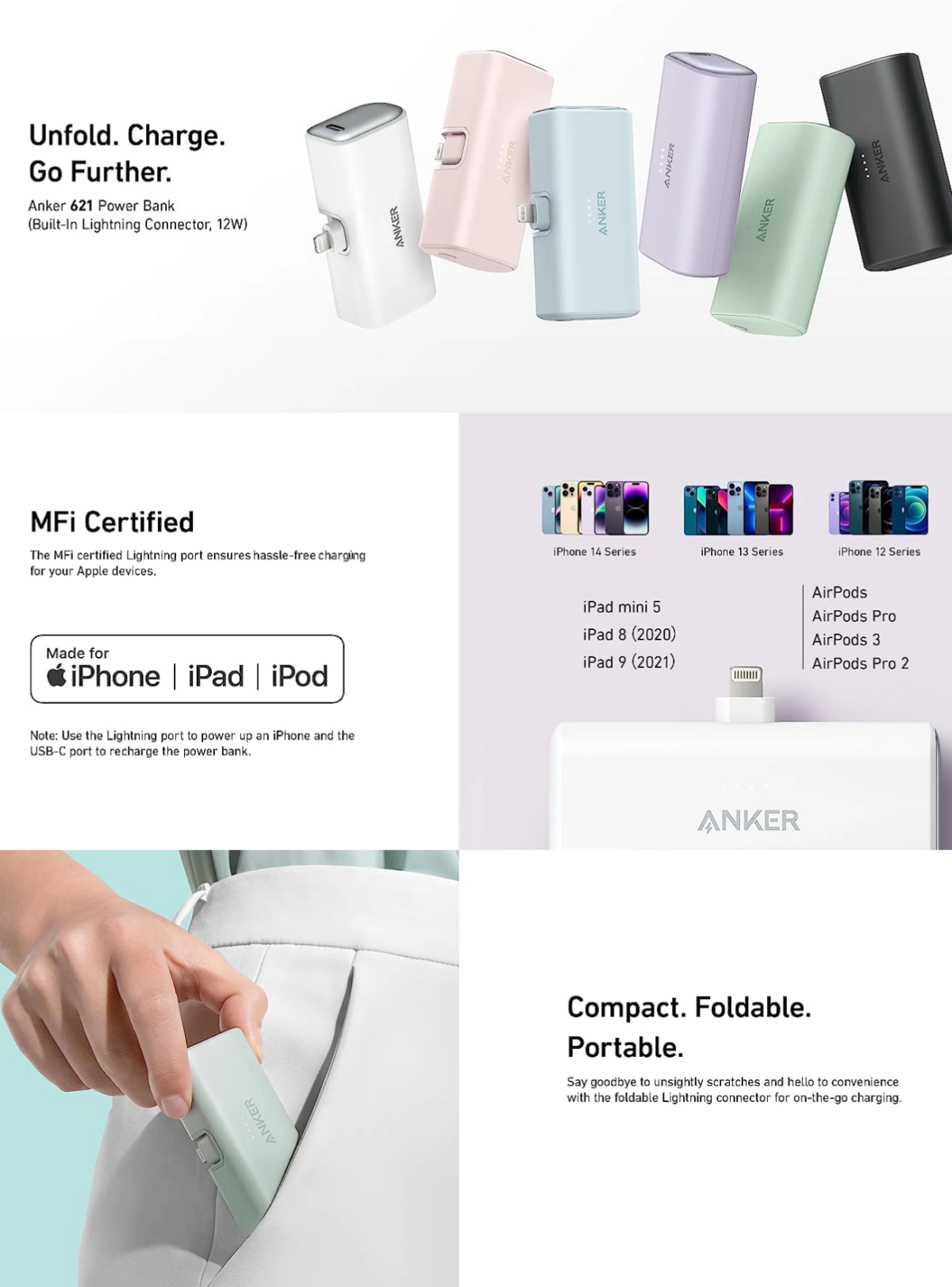 Anker Nano 5000mAh Power Bank (12W Built-In Lightning Connector ...