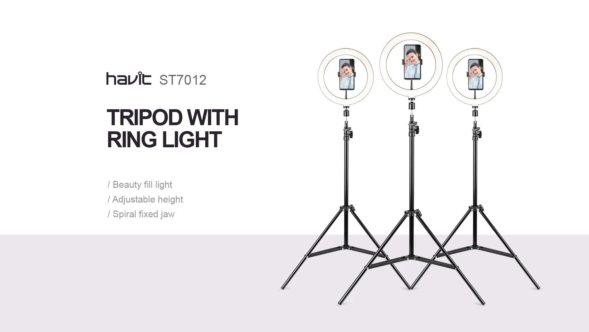 HAVIT ST7012-PRO Tripod With 10-Inch Ring Light - Penguin.com.bd
