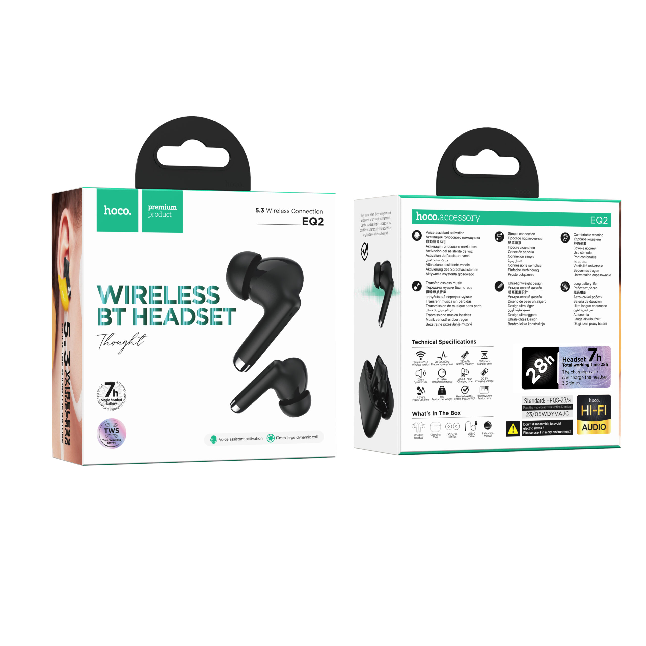 HOCO EQ2 TWS Bluetooth 5.3 Wireless Earbuds - Penguin.com.bd