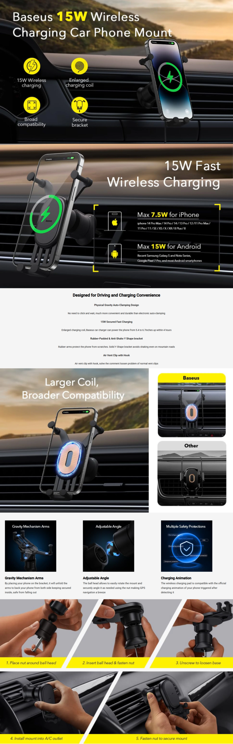 Baseus Wireless Charging Car Mount 15W (SUWX030001) - Penguin.com.bd